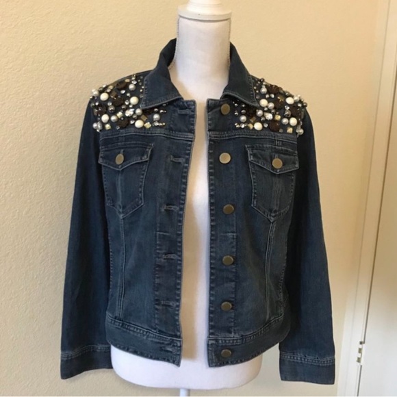 Chico's | Jackets & Coats | Nwt Chicos Denim Embellished Jacket | Poshmark